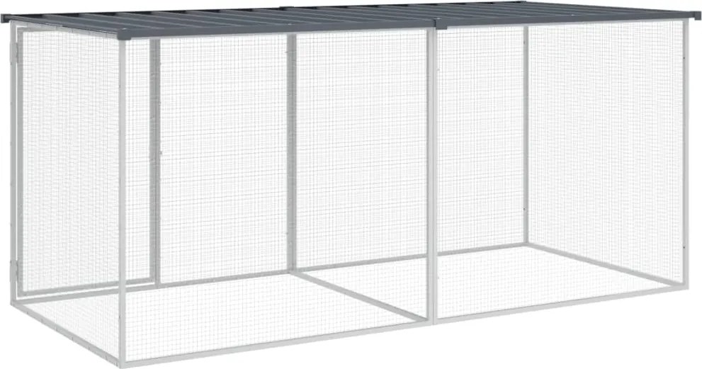 Klec pro kuřata se střechou antracitová 203 x 98 x 90 cm pozinkovaná ocel 3189049