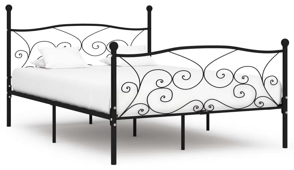 Rám postele s laťkovým roštem černý kov 140 x 200 cm,  284457