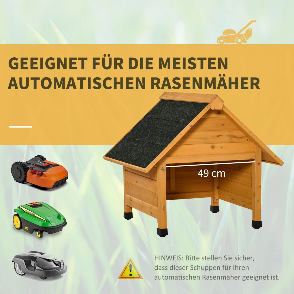 Dřevěná garáž Outsunny pro robotické sekačky 75x76x70 cm žlutá, ochrana proti slunci a dešti pro robotické sekačky |