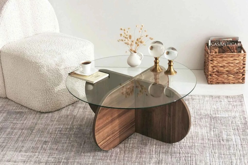 Designový konferenční stolek Jameela 75 cm vzor ořech
