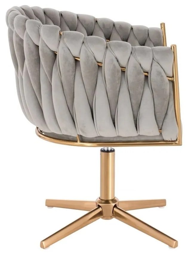 LuxuryForm DESIGN Otočná židle NORDEN VELUR na zlatém kříži - světle šedá