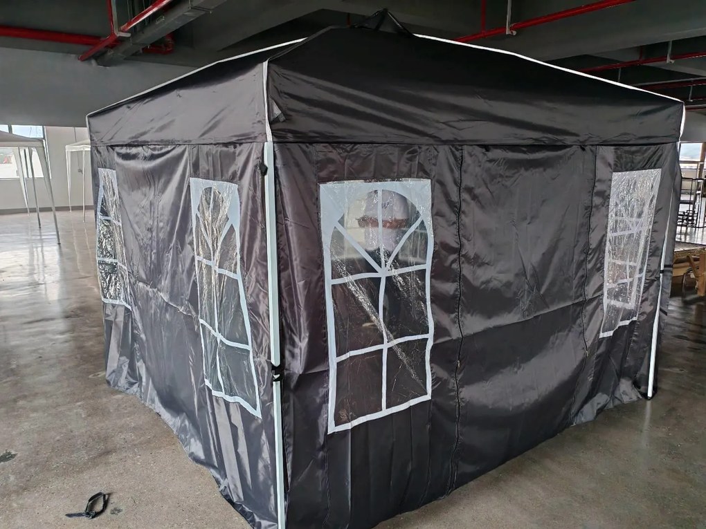 Costway Výsuvný skládací pavilon Výškově nastavitelný pavilon s 4 – šedá