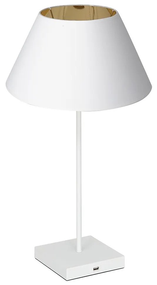 Luminex Stolní lampa s USB konektorem 1xE27/60W/230V bílá LU0900