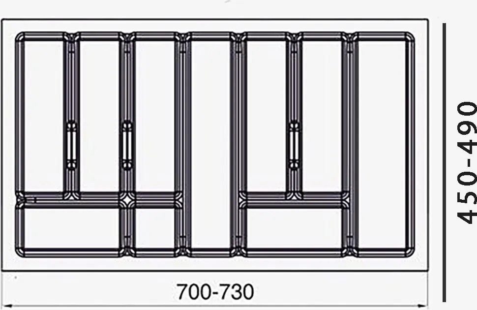 Vklad organizér 80 | plastový | do zásuvky kuchyňské skříňky 80 cm | šedý