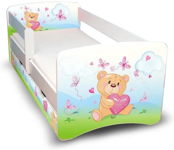 MAXMAX Dětská postel se šuplíkem 160x80 cm - MÍŠA SE SRDÍČKEM II