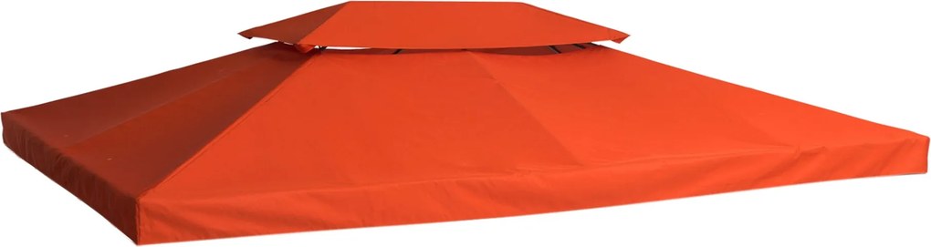 Outsunny Náhradní Střecha pro Kovový Pavilon 3x4m Voděodolná Střecha s Dvojitou Střechou, Náhradní Kryt pro Zahradní Pavilon a Party Stan, Polyester R