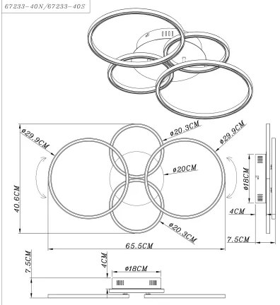 Globo 67233-40S - LED Přisazený lustr KENDY LED/40W/230V