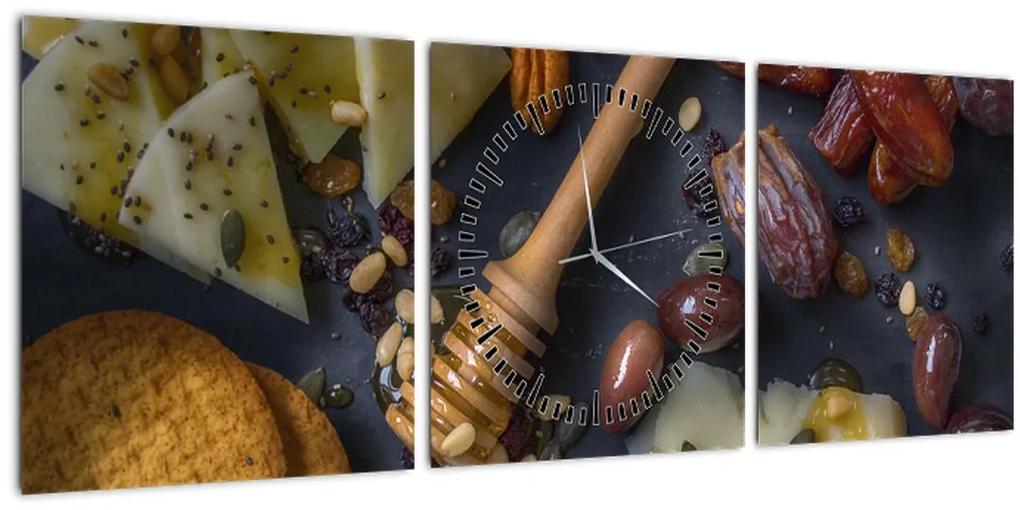 Obraz se sušeným ovocem (s hodinami) (90x30 cm)