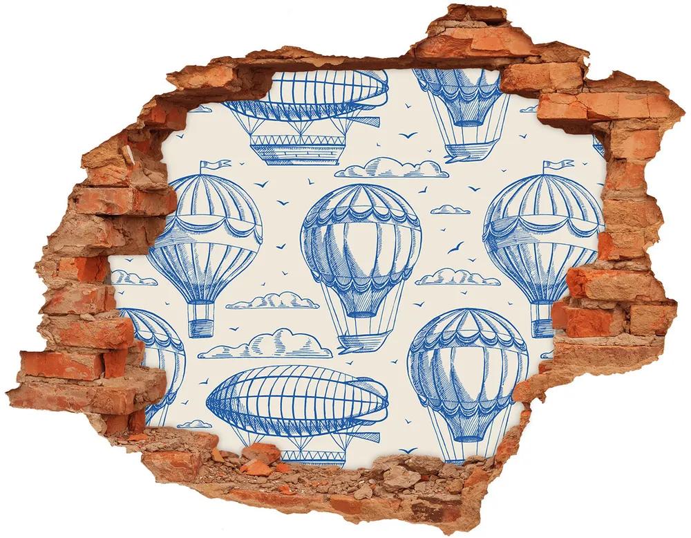 Wallmuralia Fotoobraz díra na stěnu Balony s vzducholodě 90x70 cm