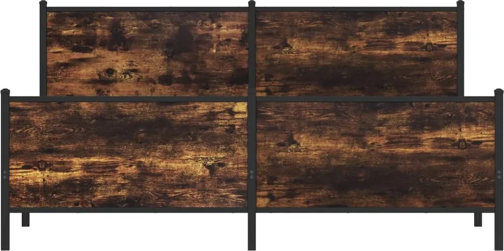 Kovový rám postele bez matrace kouřový dub 200 x 200 cm 3301358