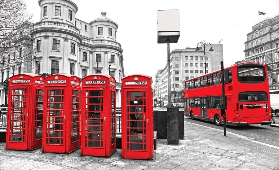 Postershop Fototapeta: Londýn (telefonní budky) - 184x254 cm