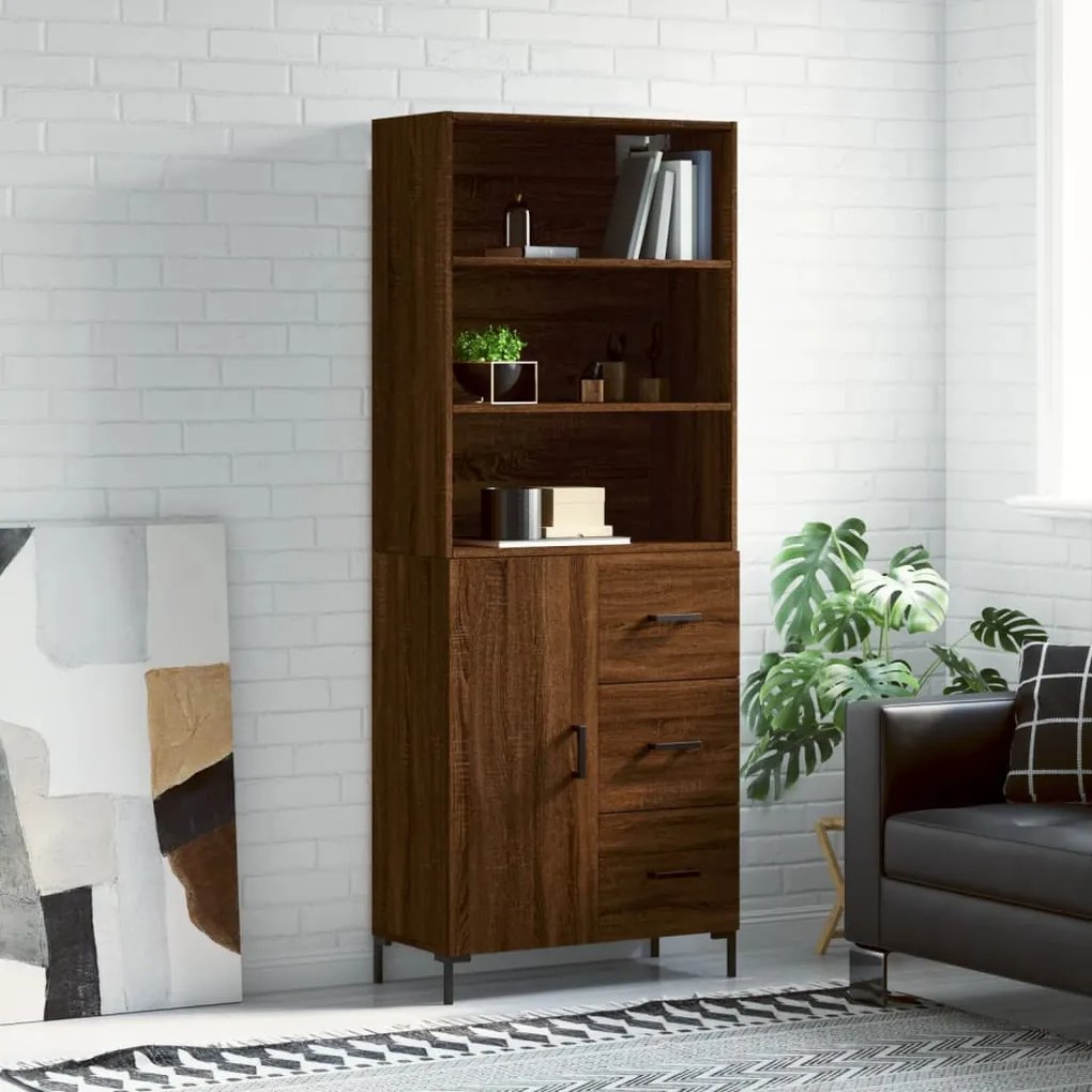 Skříň highboard hnědý dub 69,5 x 34 x 180 cm kompozitní dřevo