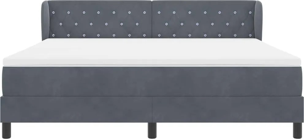 Postel s boxspringem s čelo Tmavě šedá 180 x 200 cm samet 3340347