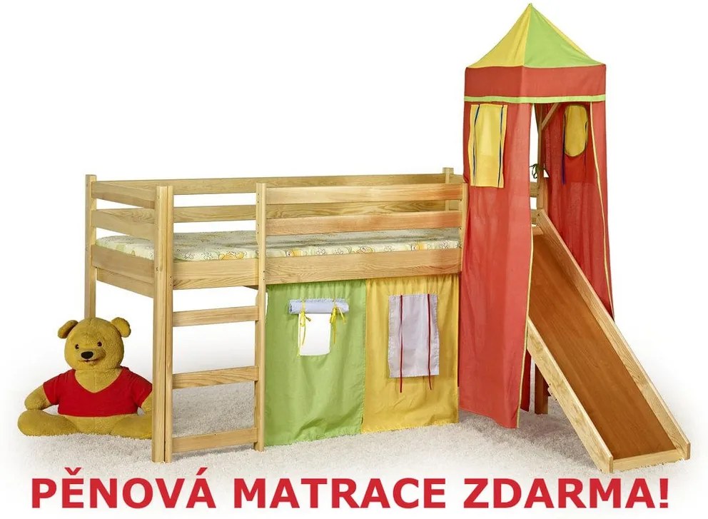 Halmar Patrová postel FLO s matrací a hradem 80 x 190 cm