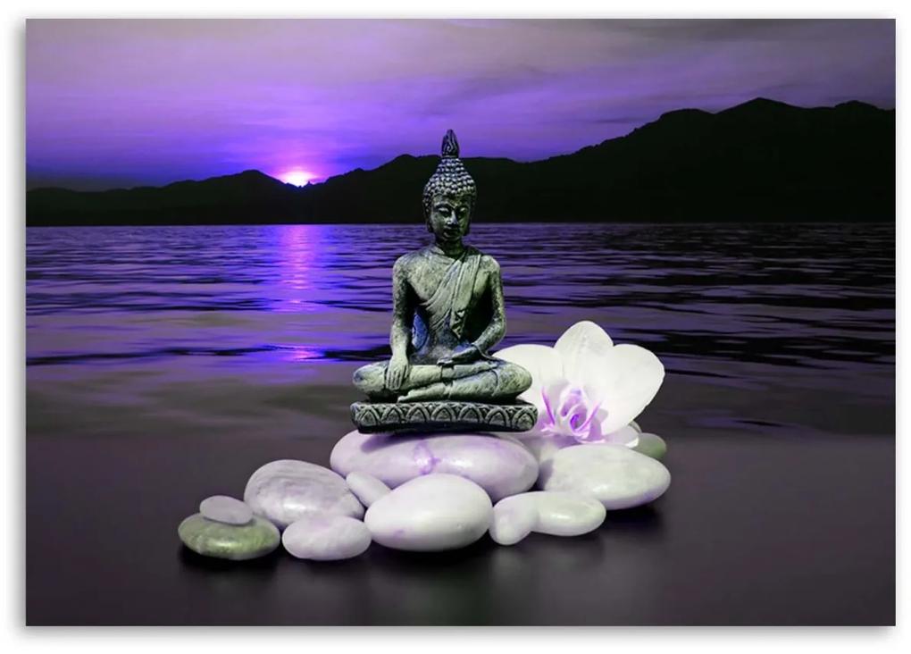 Obraz na plátně Buddha Purple Zen Stone - 60x40 cm