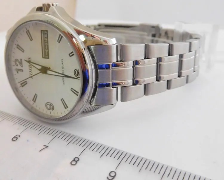 Foibos Pánské čitelné stříbrné vodotěsné přehledné hodinky Foibos 7162.1 se safírovým sklem 10ATM