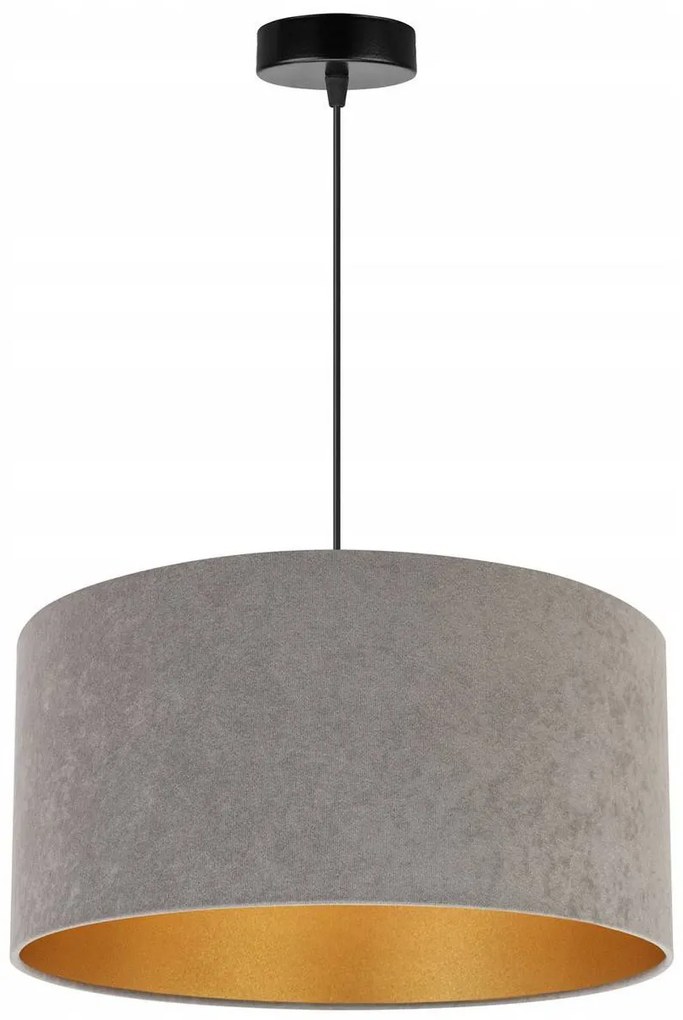 Závěsné svítidlo Mediolan, 1x šedé/zlaté textilní stínítko, (fi 40cm)