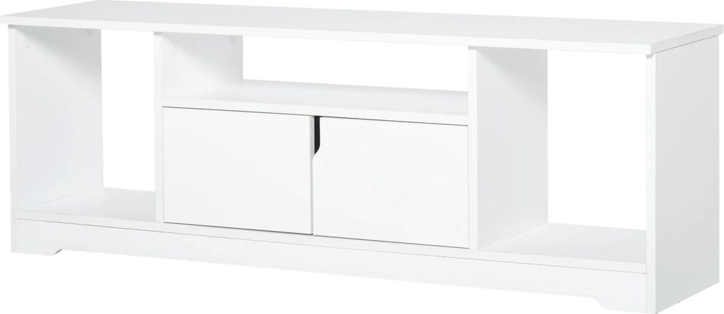 HOMCOM TV Stánek pro TV do 42" Moderní TV Stánek s Dvojitými Dveřmi a 3 Otevřenými Přihrádkami 120x30x41cm Bílý
