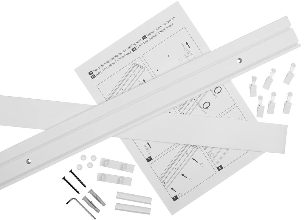 Dekodum Stropní kolejnice z PVC dvouřadá bílá s krytem Délka: 300 cm, Typ přichycení: žabky