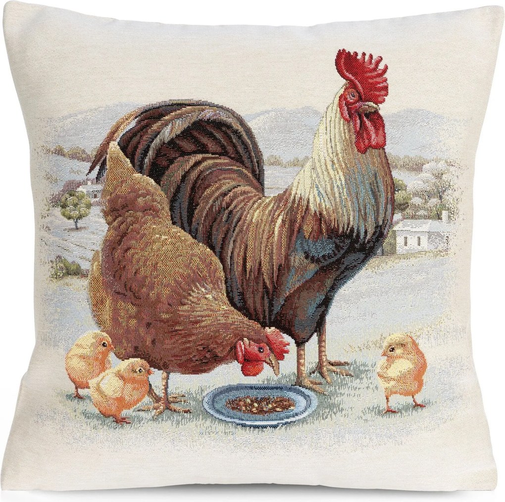 GOBELÍNOVÁ DEKORAČNÍ POVLAK NA POLŠTÁŘ FOWL 45X45 CM VZOROVANÁ