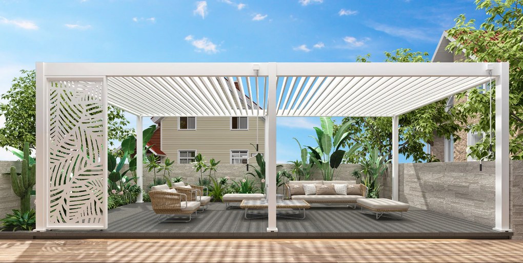 Outdoor Creations Hliníková pergola s lamelami HORIZON PRIME 400x600cm 6 stojek Barva: Bílá RAL 9016