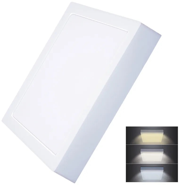 Solight LED mini panel CCT, přisazený, 24W, 1800lm, 3000K, 4000K, 6000K, čtvercový
