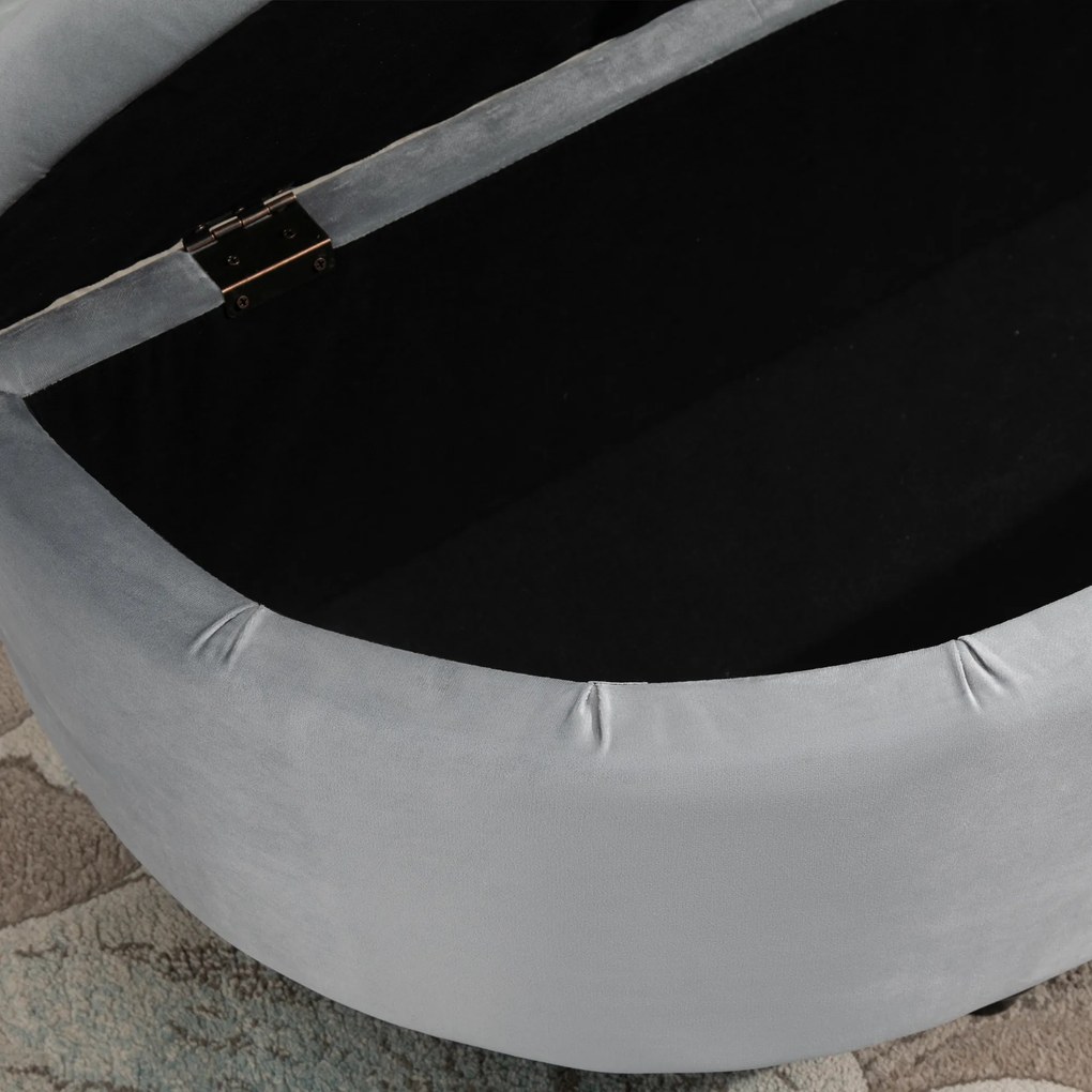 HOMCOM Lavice Úložný box Stolička Úložný box Podnožka Velvet-Touch Rubberwood Grey Ložnice