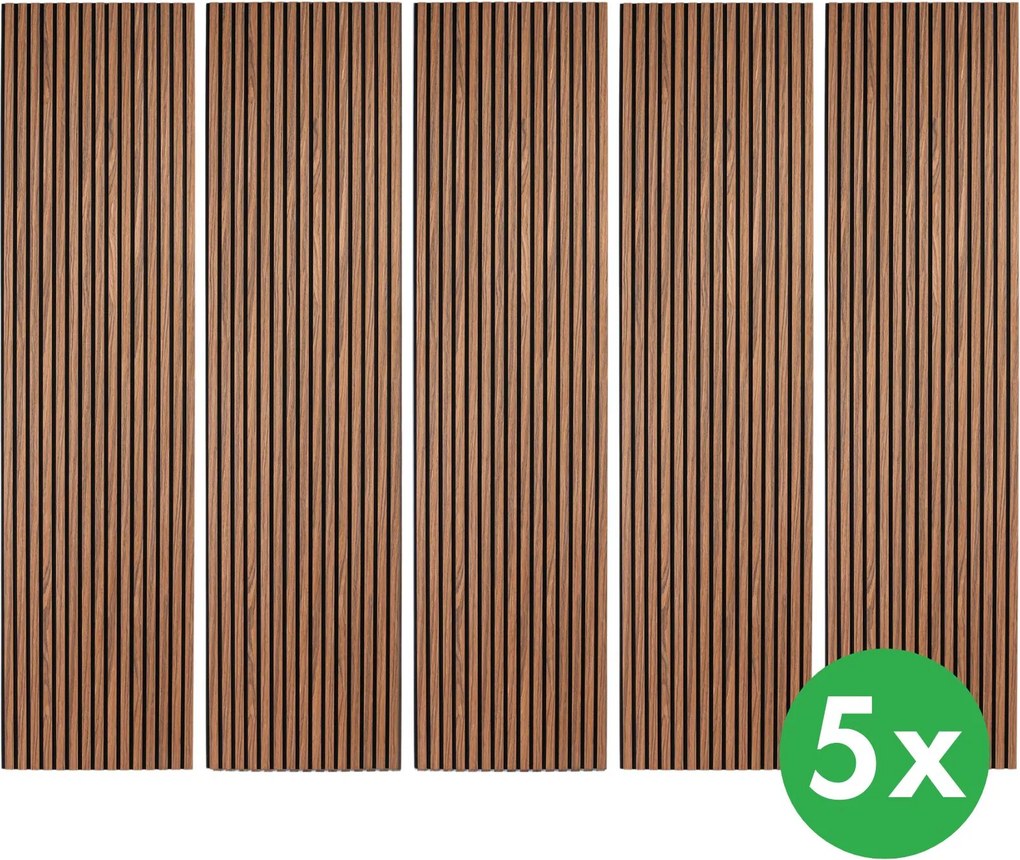 Dřevěný akustický panel zlatý teak v rozměrech 2400 x 600 mm