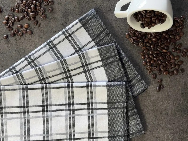 SVITAP sleep well Kuchyňské utěrky Extra savé Tradiční káro černé 50x70 cm, 3 ks