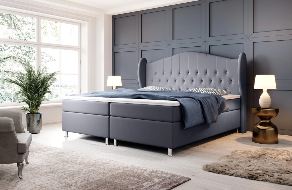 K&M postele Designová boxspring postel ANGEL bez úložného prostoru Velikost postele: 120 × 200 cm, Výběr matrace: Oboustranná pružinová matrace - stř…