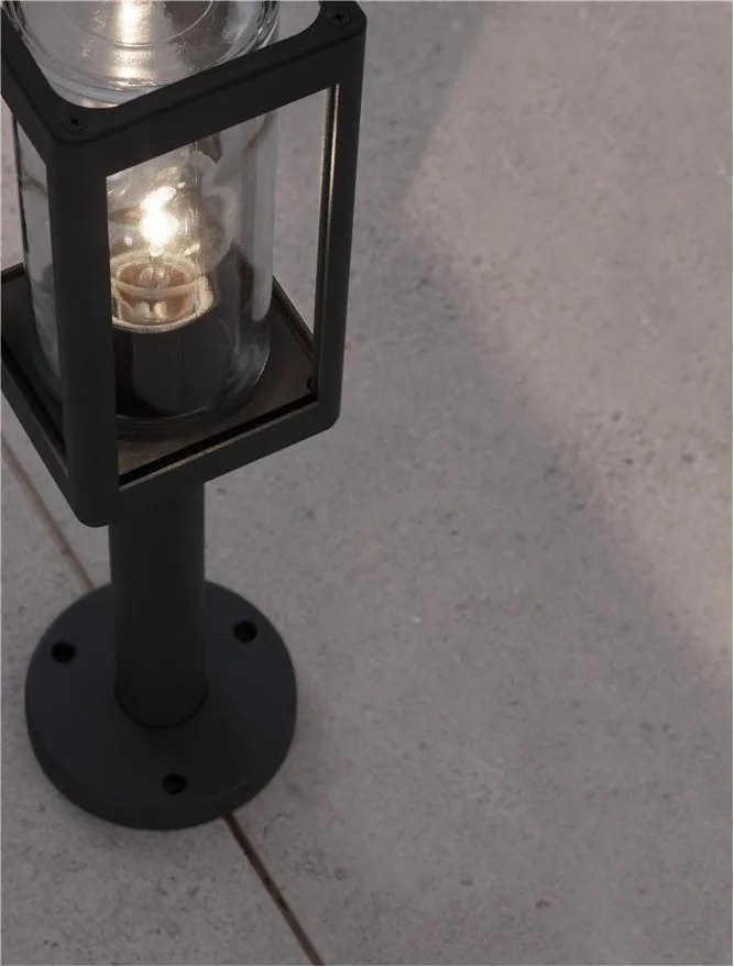 NV 9060193 Venkovní sloupkové svítidlo FIGO tmavě šedý hliník a čiré sklo E27 1x12W 220-240V bez žárovky IP54 - NOVA LUCE