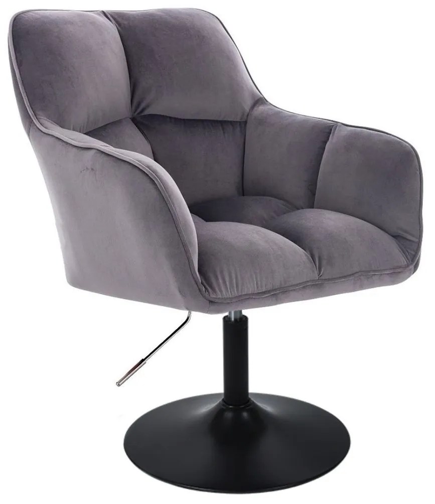 LuxuryForm DESIGN Otočné křeslo AMALFI VELUR na černém talíři - tmavě šedé