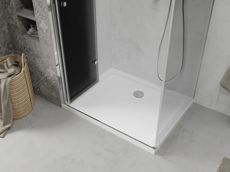 Mexen Lima, sprchový kout se skládacími dveřmi 100 (dveře) x 80 (stěna) cm, 6mm šedé sklo, chromový profil + slim sprchová vanička bílá + chromový sifon, 856-100-080-01-40-4010