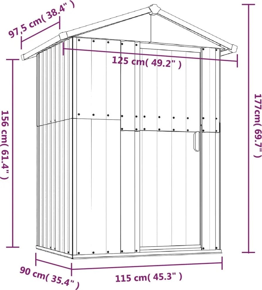 vidaXL Zahradní kůlna 126 x 97,5 x 177 cm pozinkovaná ocel [316233] Barva: antracitová