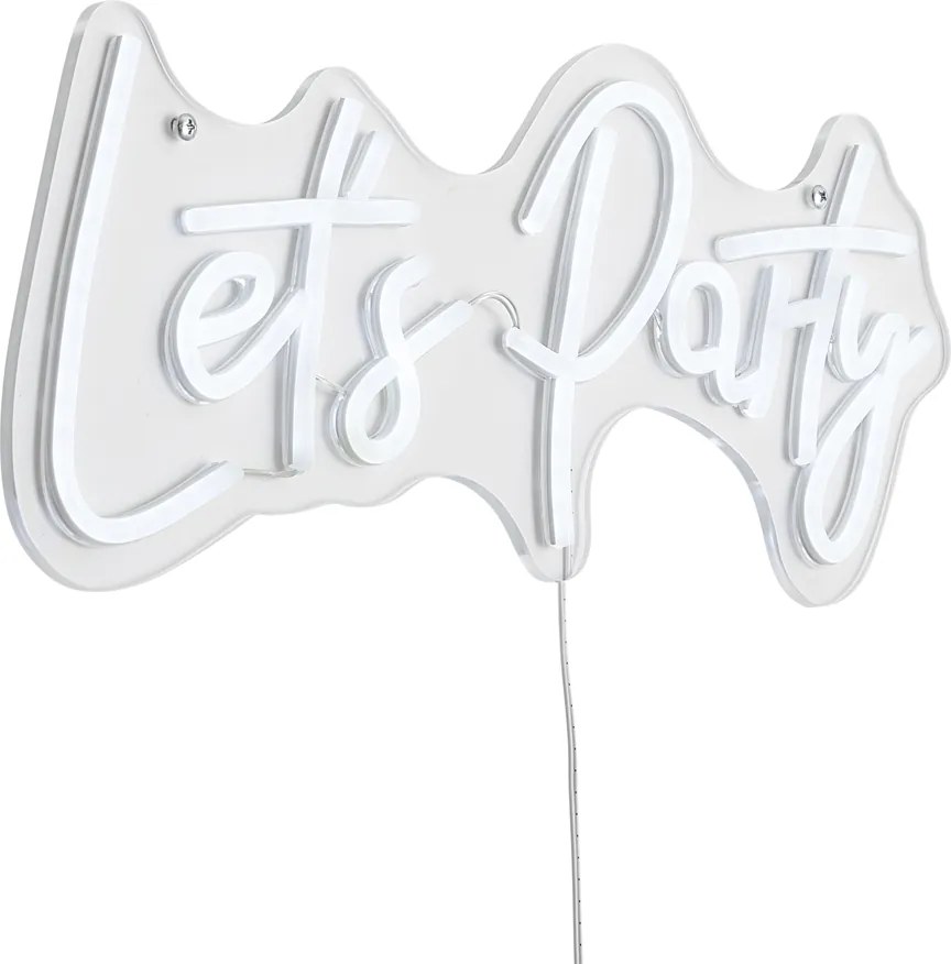 Neonová nástěnná lampa bílá vč. LED - Let's Party