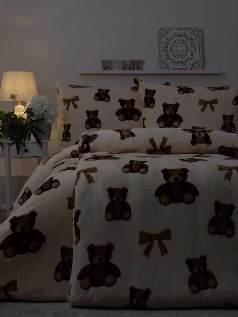 MK Lůžkoviny Prodloužené mikroplyšové povlečení Exclusive - Plyšoví medvídci 140 × 220 cm, 70 x 90 cm