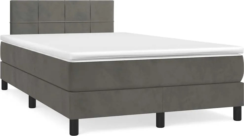 Box spring postel s matrací a LED tmavě šedá 120 x 190 cm samet 3270154