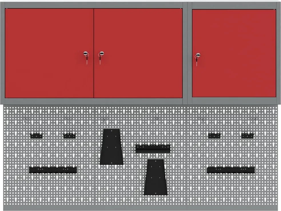 Sada pracovních skříní 5 ks Červená Práškově lakovaná ocel 3321401