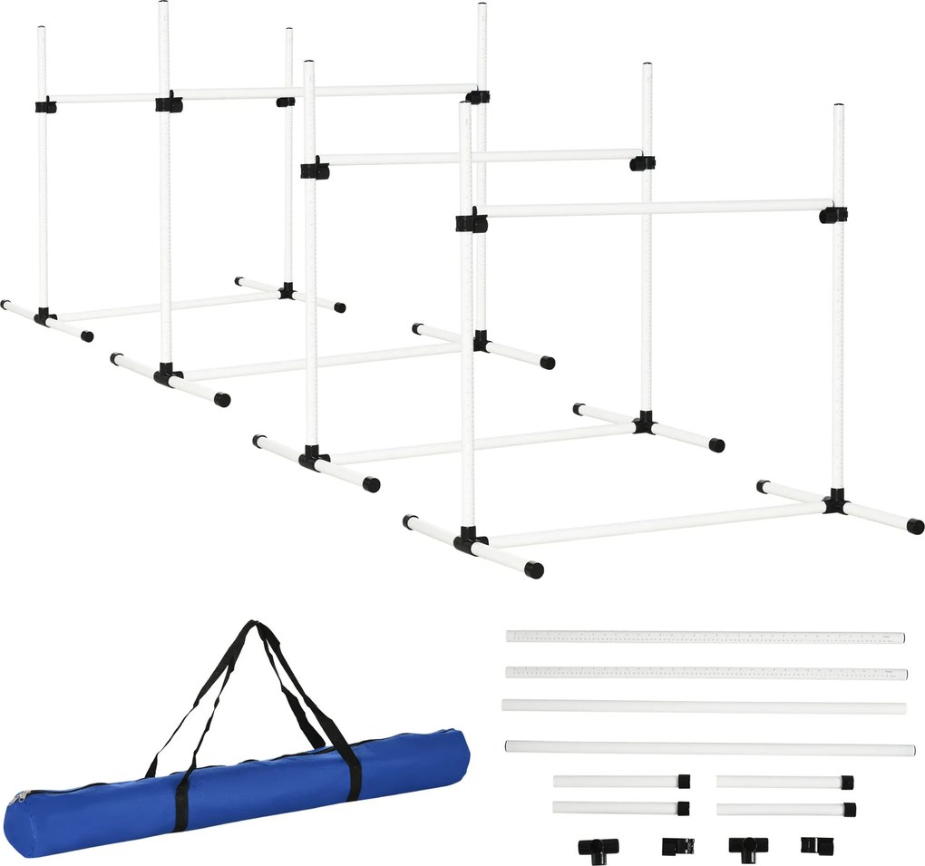 PawHut Agility Set pro psy - 4dílné vybavení pro trénink agility s nastavitelné překážky a taškou na přenášení | Aosom