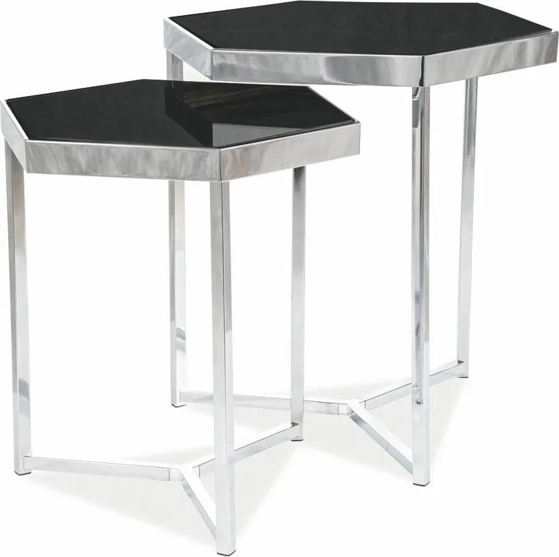 Casarredo - Komfort nábytek Kulatý konferenční stolek MILOS set 2 kusů, černá/chrom