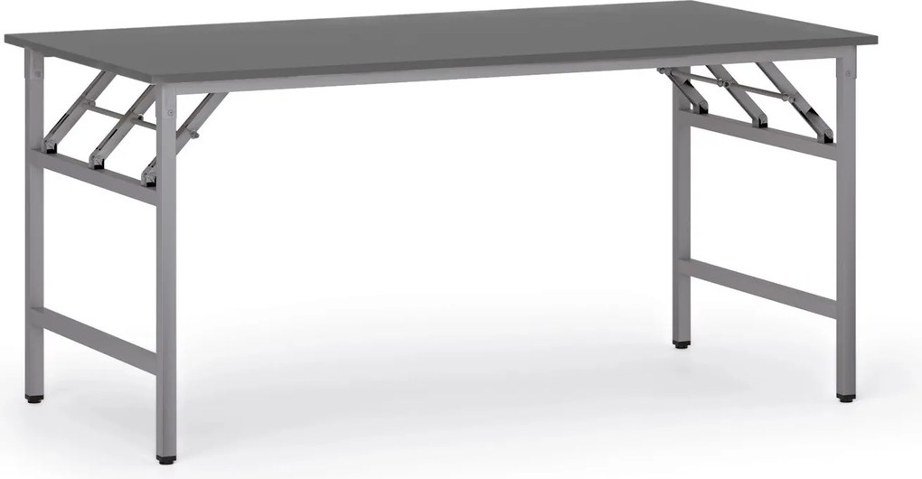 Konferenční stůl FAST READY, 160x80 cm, šedostříbrná podnož, grafit