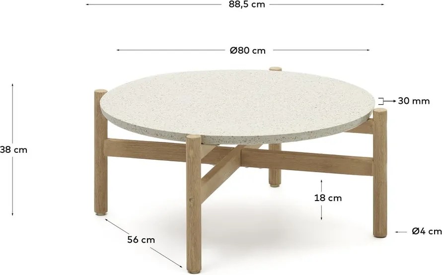 Kulatý zahradní odkládací stolek s terrazzo deskou ø 88,5 cm Pola – Kave Home