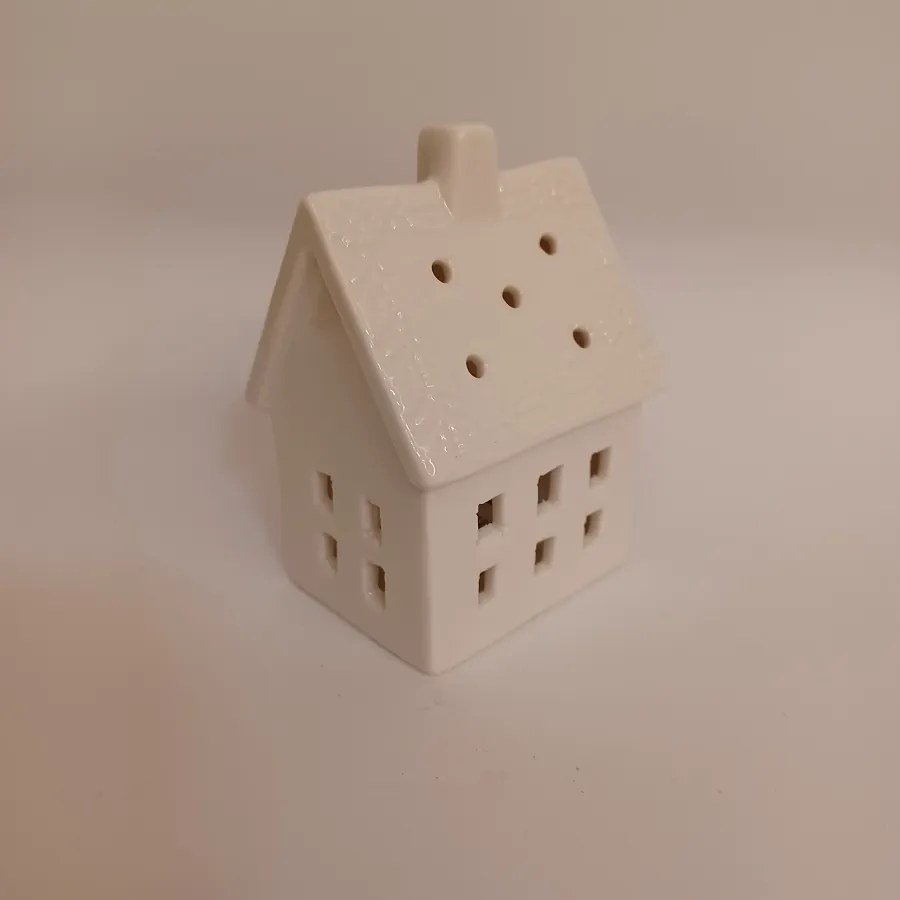 LED dekorace keramický domeček 7 × 6 × 10 cm, teple bílá, 2× LR44