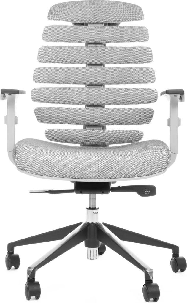 MERCURY židle FISH BONES šedý plast,šedá látka s černou mřížkou SH04