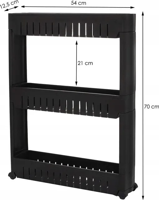 Skříňka na kolečkách 3 police SPRINGOS HA1013 černá