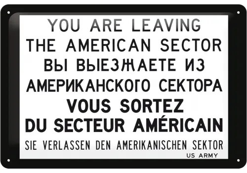 Postershop Plechová cedule - You are leaving the american sector 20x30 cm