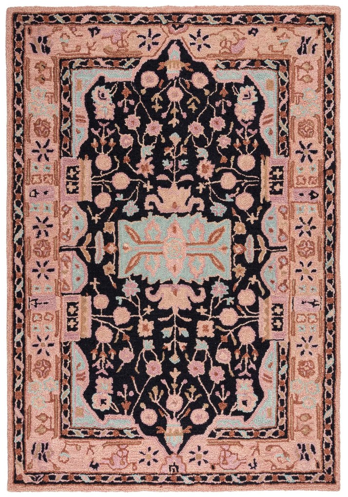 Flair Rugs, Kusový koberec Wool Loop Blossom Pink/Black, 200x290, růžová, ložnice