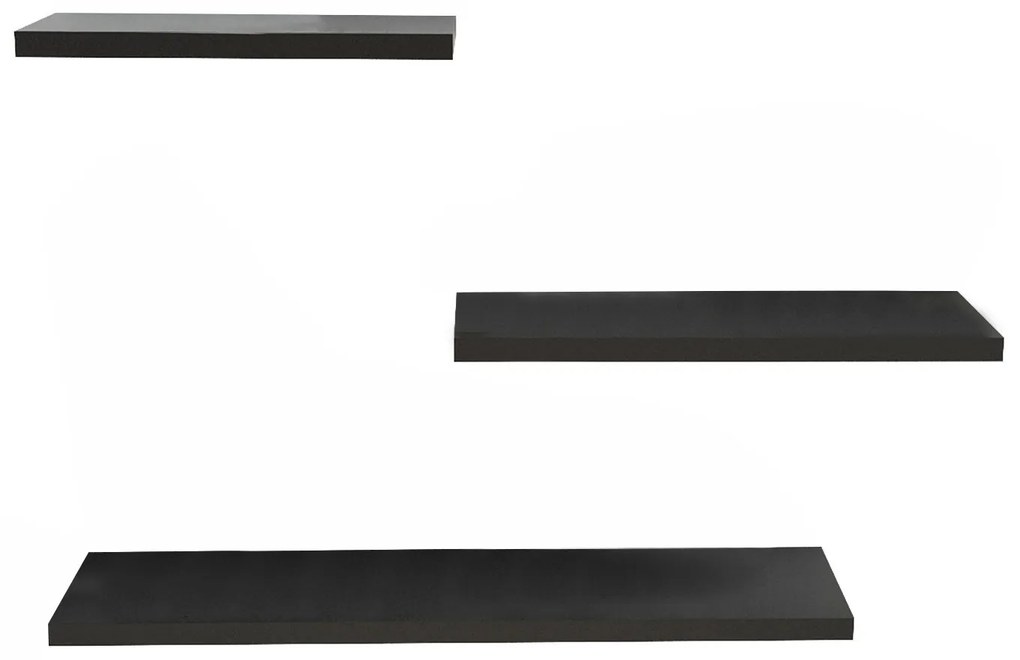 KALUNE DESIGN Set 3 poliček WALL černý 956LCS2702