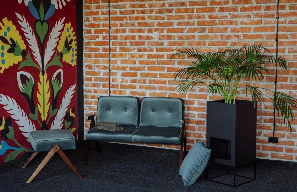Nordic Design Petrolejově modrá sametová podnožka Vinnie