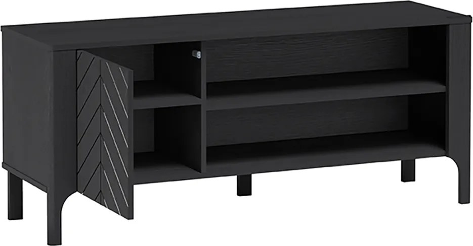 TV stolek MALUMI MM-6 | s policemi | 135 cm | černá